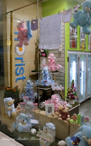 Baby Gift Window DisplayHanging Basket Florist BlogHanging Basket ...